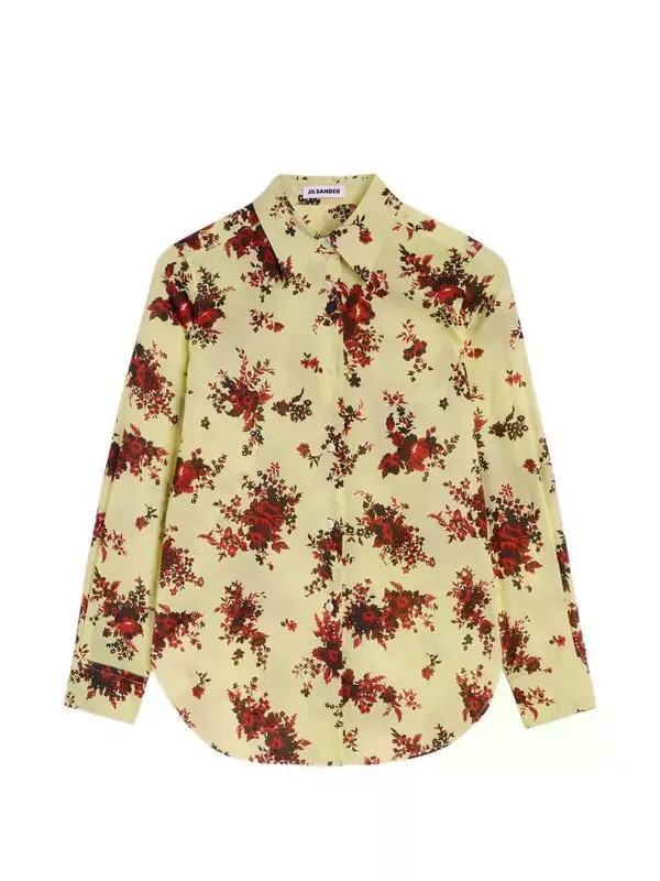 JIL SANDER Floral-print Cotton Muslin Shirt - Yellow