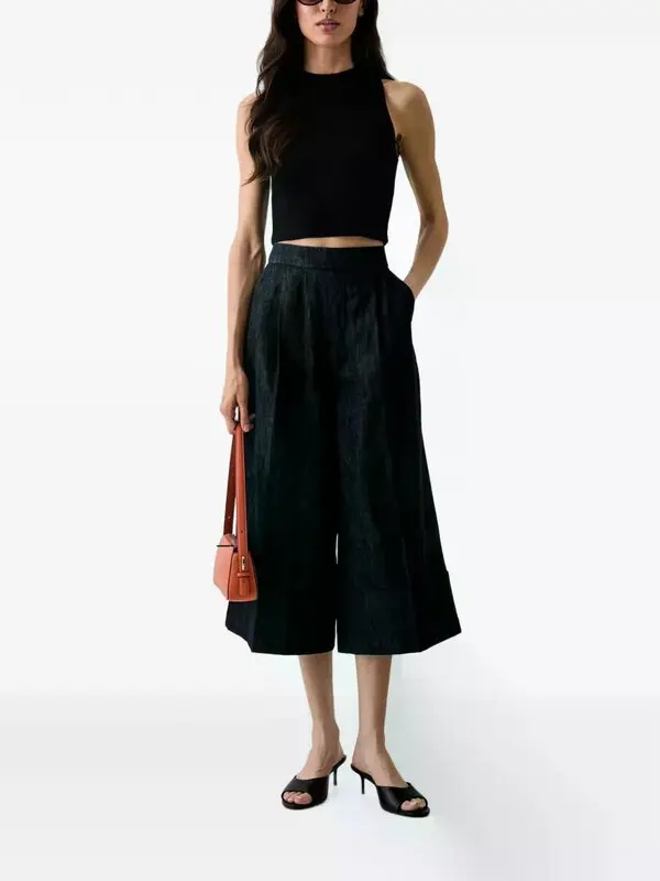 BENETTON Turn-up Cropped Wide-leg Jeans