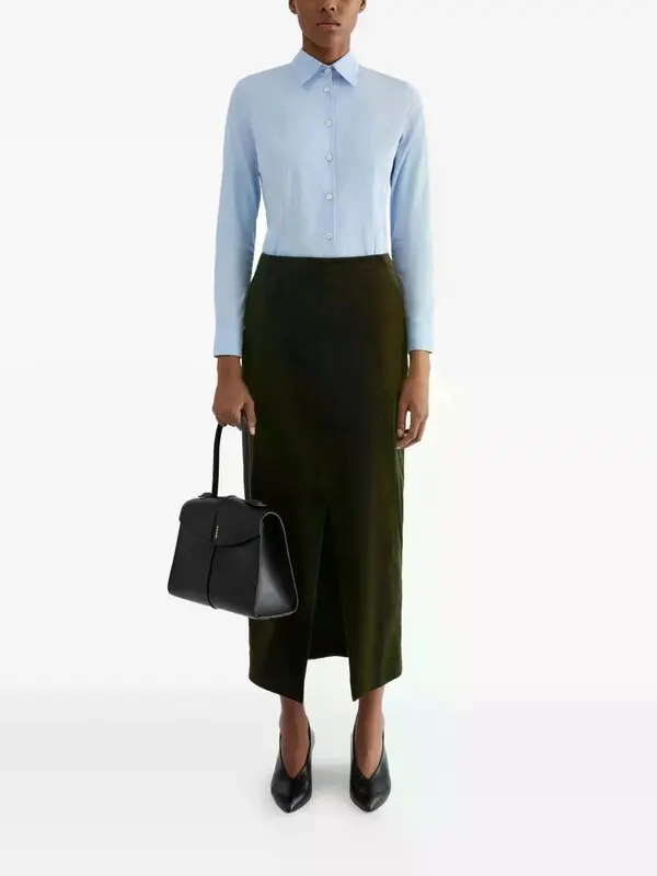 JIL SANDER Front-slit Velvet Midi Skirt - Green