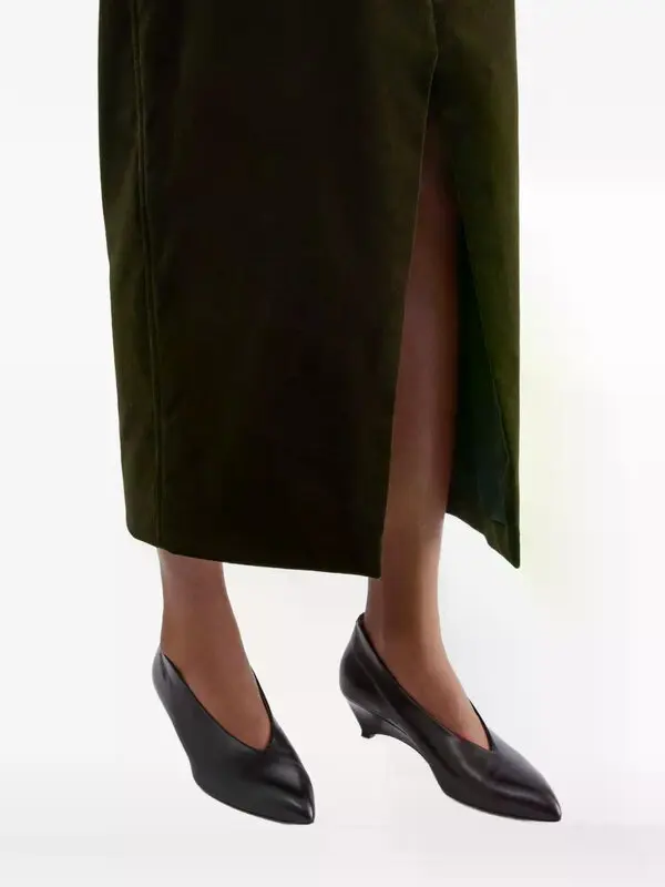 JIL SANDER Velvet Midi Skirt With Front Slit - Green