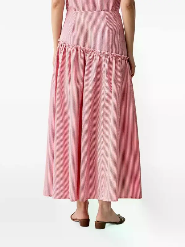 BENETTON Striped Ruffled Maxi Skirt - Pink