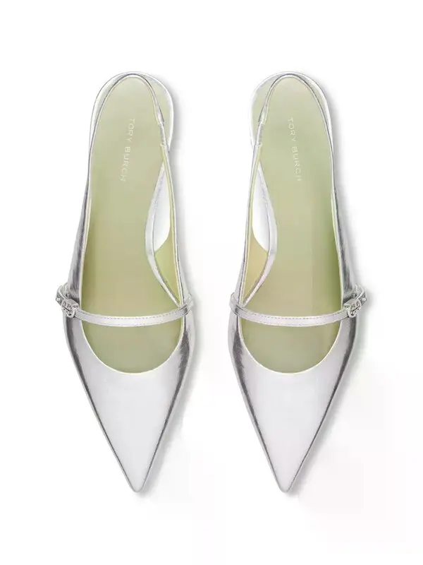 Tory Burch Double T Metallic Pointed-toe Pumps
