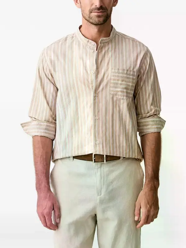 BENETTON Striped Band-collar Shirt - Neutrals