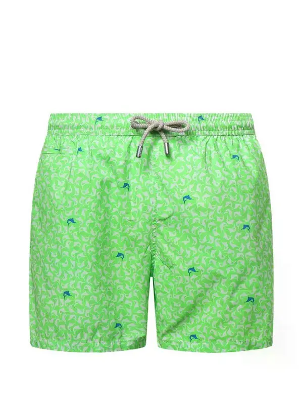 MC2 SAINT BARTH Marlin-print Drawstring Swim Shorts - Green
