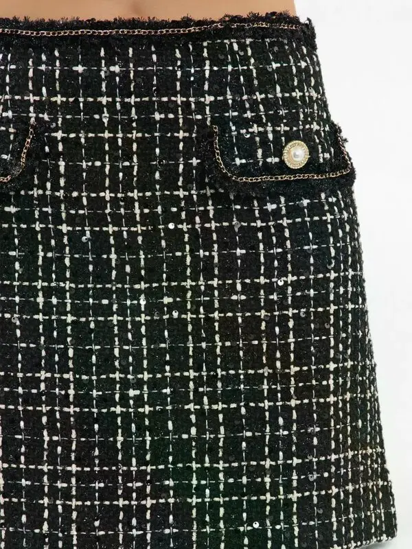 Rebecca Vallance Tweed Sequin Embellished Skirt
