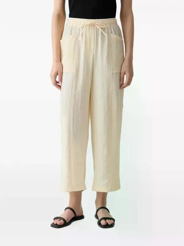BENETTON Drawstring-waist Straight-leg Cropped Trousers - White