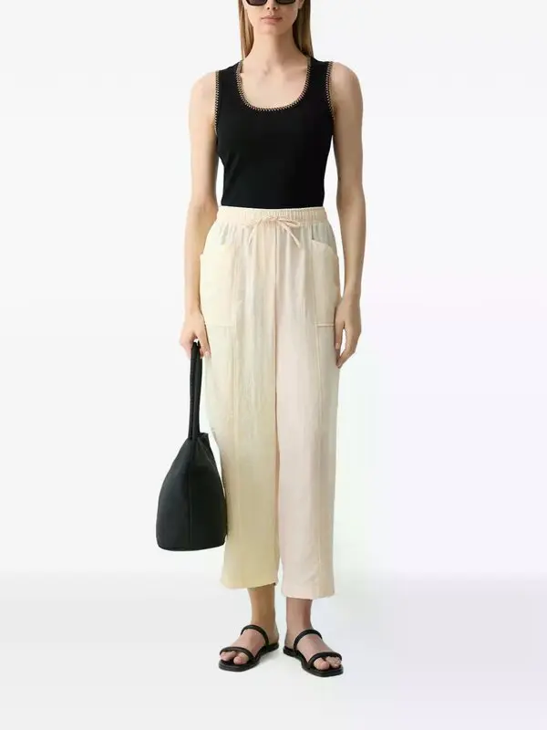 BENETTON Cropped Straight-leg Trousers With Drawstring Waist - White