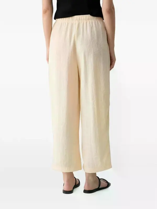 BENETTON Cropped Straight-leg Trousers With Drawstring Waist - White