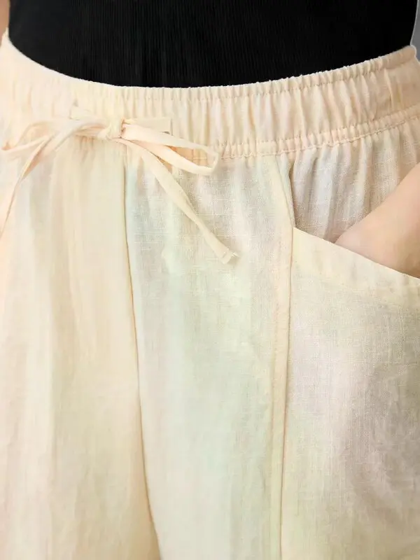 BENETTON Cropped Straight-leg Trousers With Drawstring Waist - White