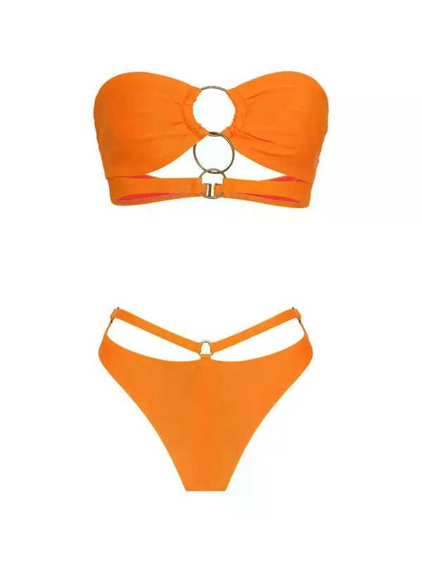 AMIR SLAMA X Tati Barbieri Ring-detail Bandeau Bikini - Orange