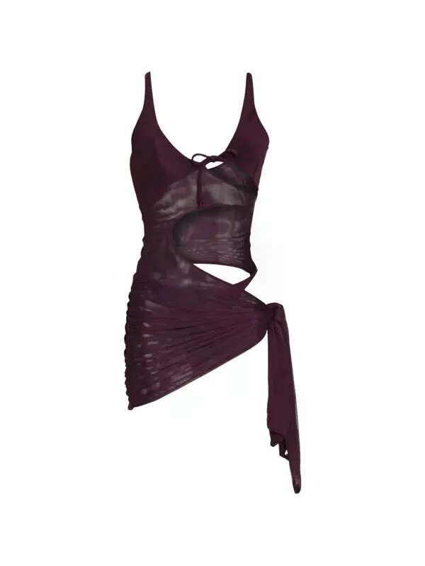 AMIR SLAMA X Tati Barbieri Cut-out Knotted Beach Cover-up - Purple