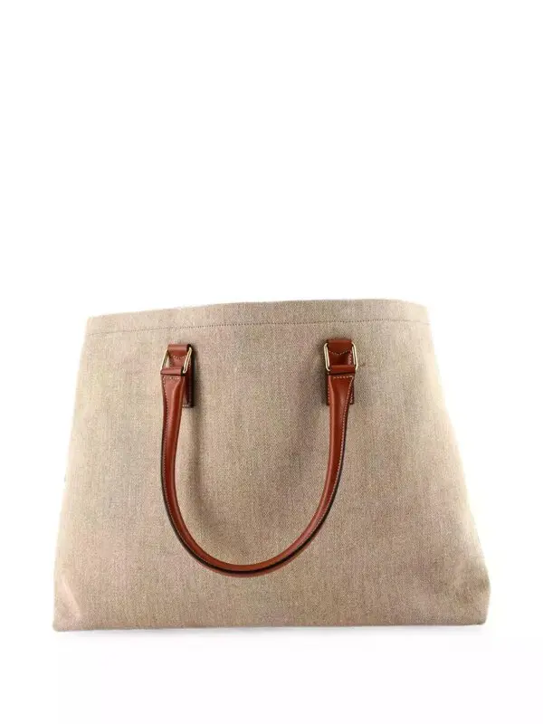 Celine St. Tropez Horizontal Cabas Canvas With Leather Tote Bag