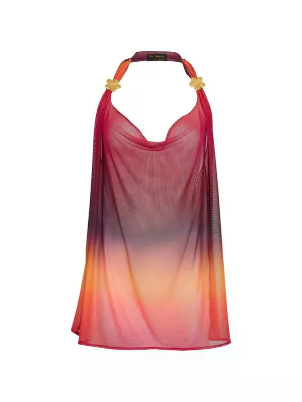 AMIR SLAMA X Tati Barbieri Ombré-mesh Halterneck Beach Cover-up - Pink