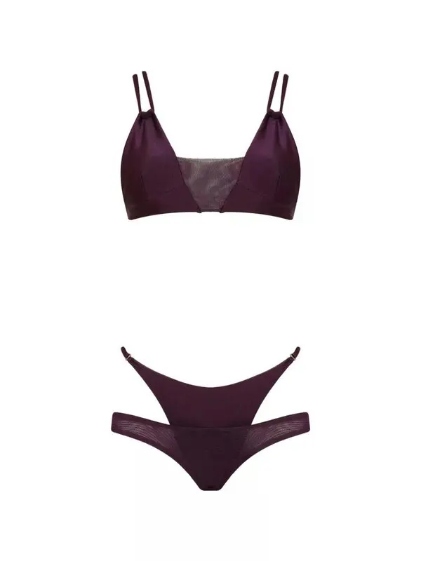 AMIR SLAMA X Tati Barbieri Mesh-panelled Cut-out Bikini - Purple