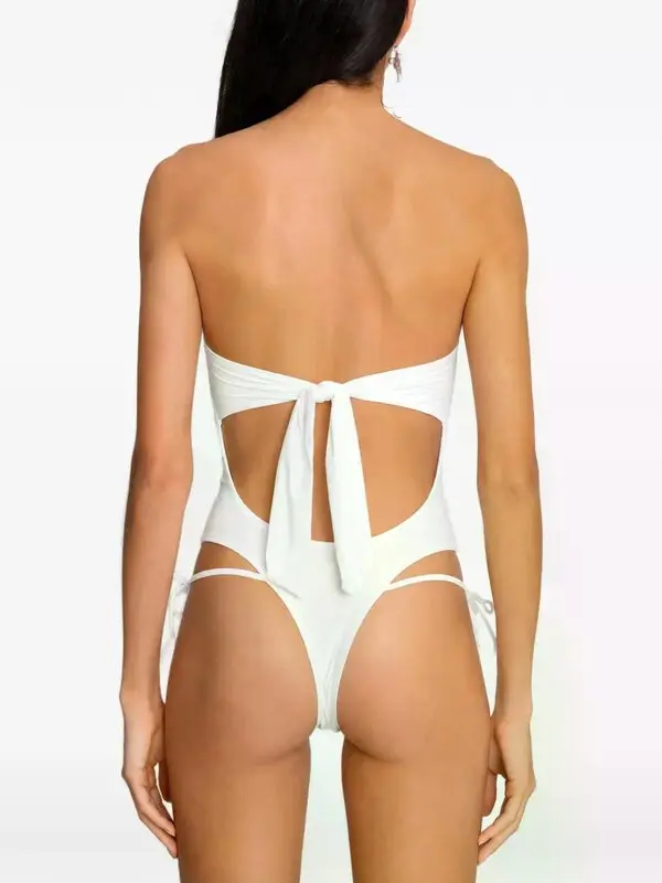 AMIR SLAMA Strapless Sweetheart Neckline One-piece Swimsuit With Side Ties And Embellished Hardware