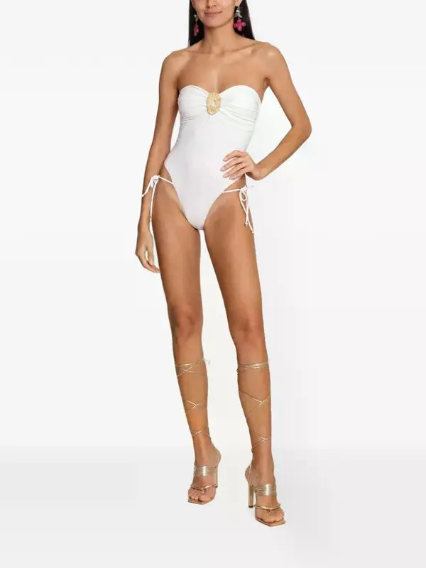 AMIR SLAMA Strapless Sweetheart Neckline One-piece Swimsuit With Side Ties And Embellished Hardware