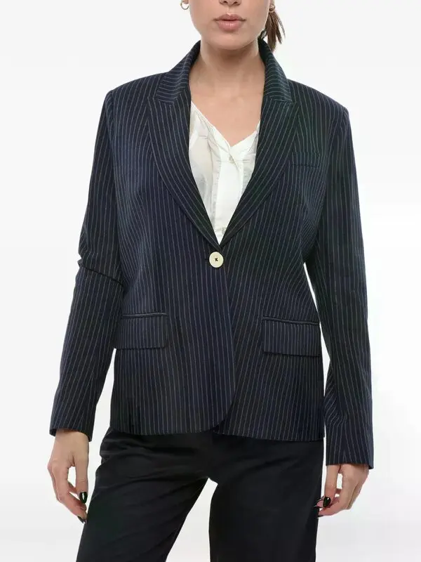 INES DE LA FRESSANGE PARIS Nicoletta Pinstriped Blazer - Blue