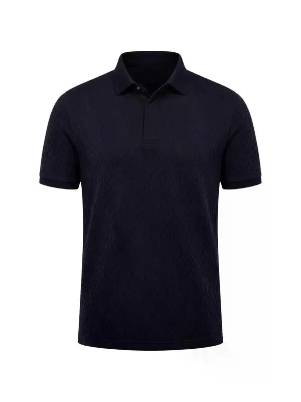 Emporio Armani Diamond-textured Polo Shirt - Blue