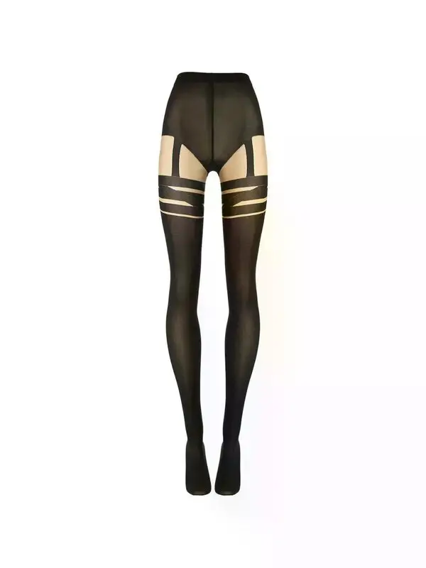 Wolford Infinite Wrap Garter-belt Effect Tights - Black