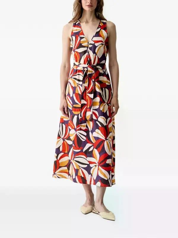 BENETTON Floral-print Belted Maxi Dress