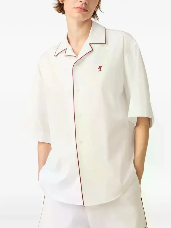AMI Paris Cotton Short Sleeves Arrow Shirt - White
