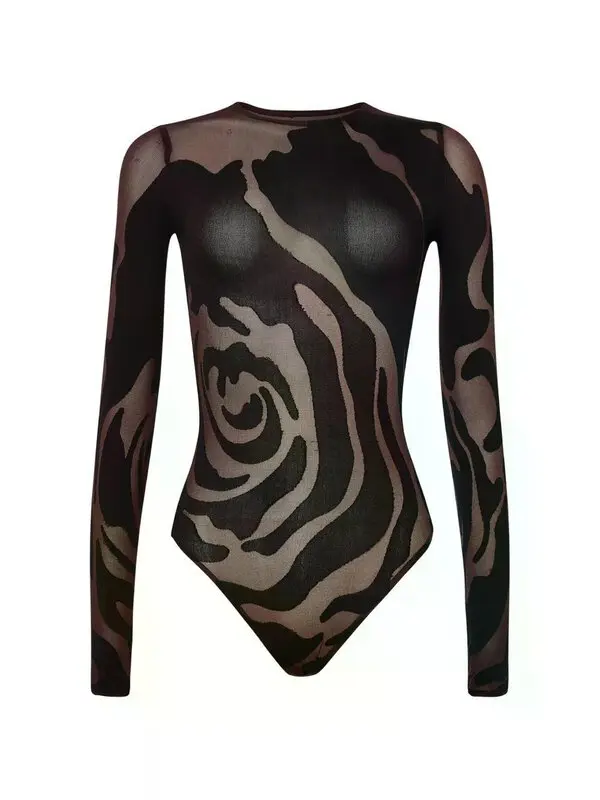 Wolford Rose-pattern Circular-knit Bodysuit - Black