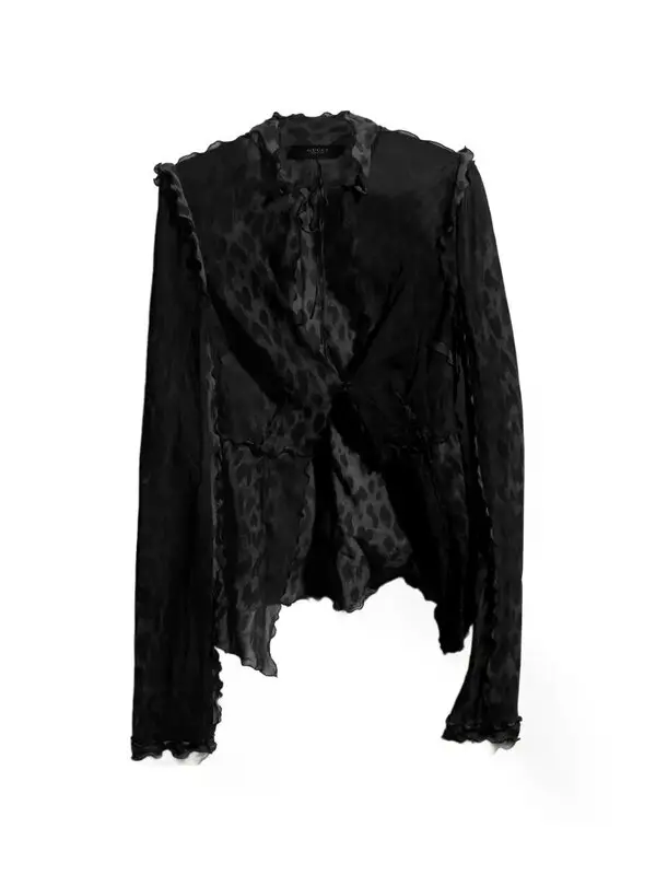 Gucci Leopard-print Ruffled Blouse