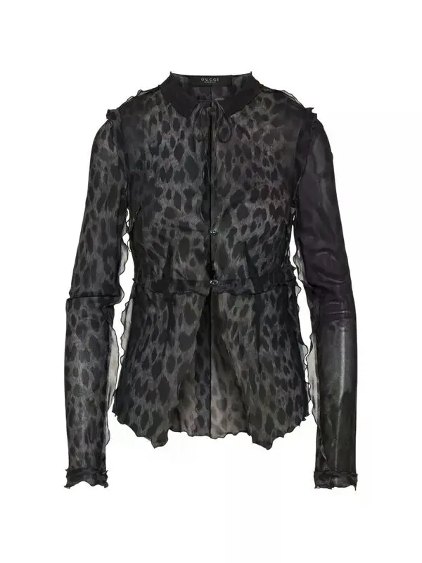 Gucci Leopard Print Ruffled Blouse - Black