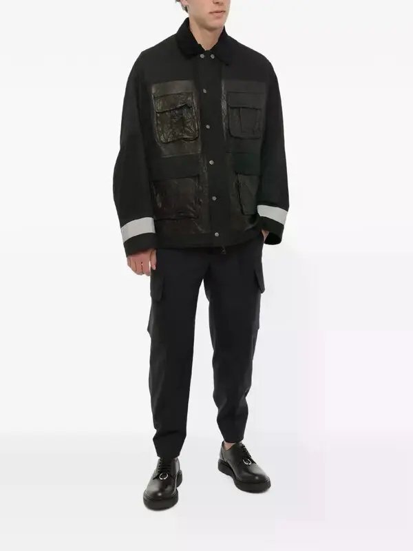 Neil Barrett Leather-panelled Ribbed-collar Shirt Jacket - Black