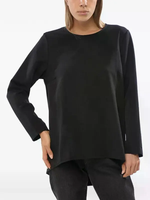 OBLÒ UNIQUE Asymmetric Oversized Long Sleeve Blouse - Black