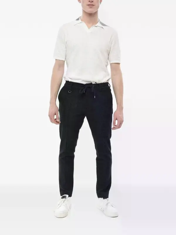PAOLO PECORA Tweed Drawstring Tapered Trousers - Blue