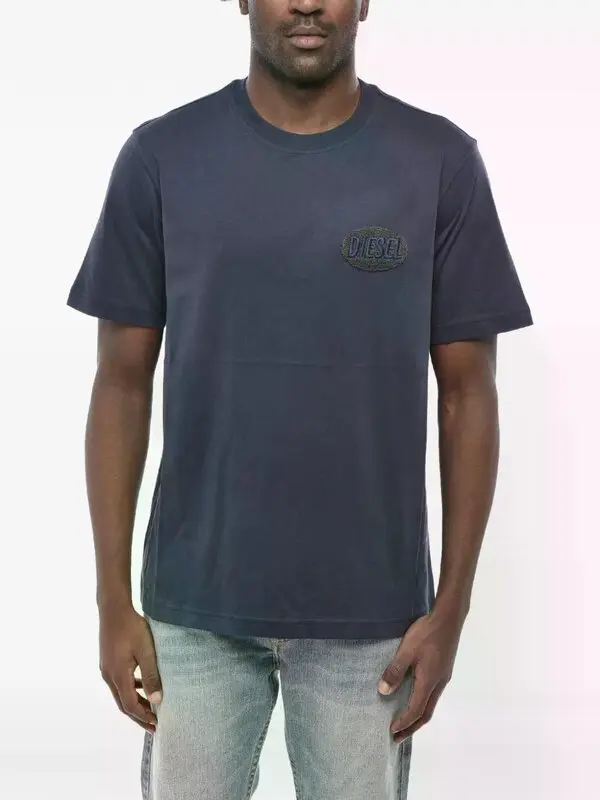 DIESEL® Logo-embroidered T-shirt - Blue