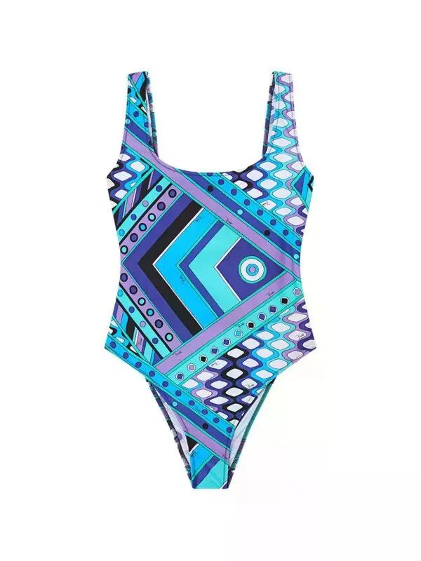 Emilio Pucci Vivara-print Swimsuit - Blue