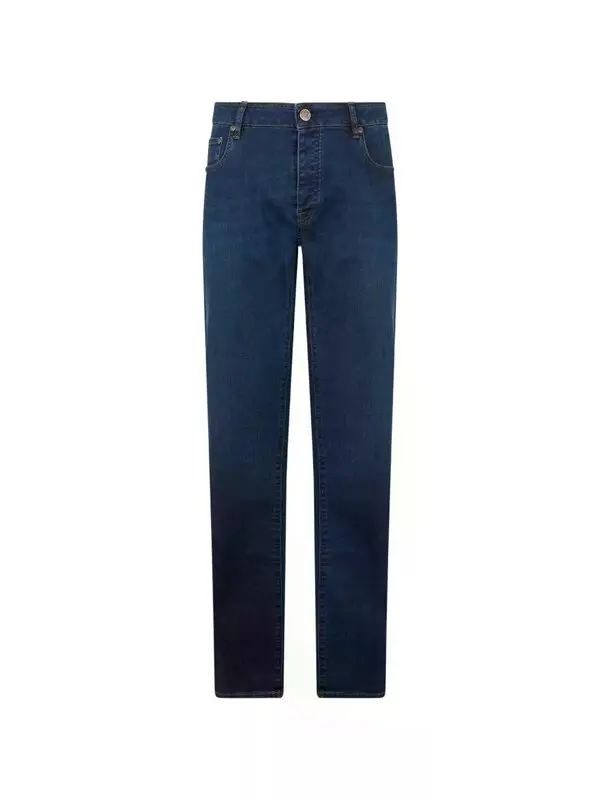 MOORER Straight-cut High-waisted Jeans - Blue