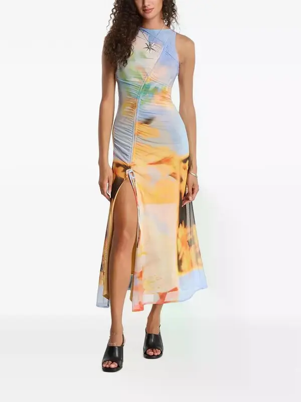 Desigual Ruched Floral-print Midi Dress