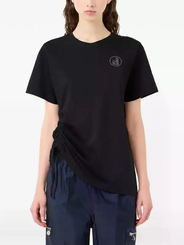 Iceberg Ruched Asymmetric Logo T-shirt - Black