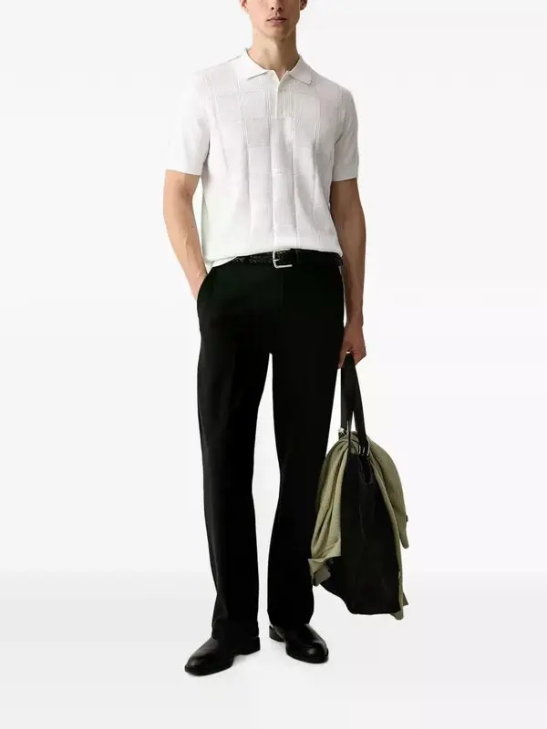 Karl Lagerfeld Check-patterned Pointelle-knit Polo Shirt