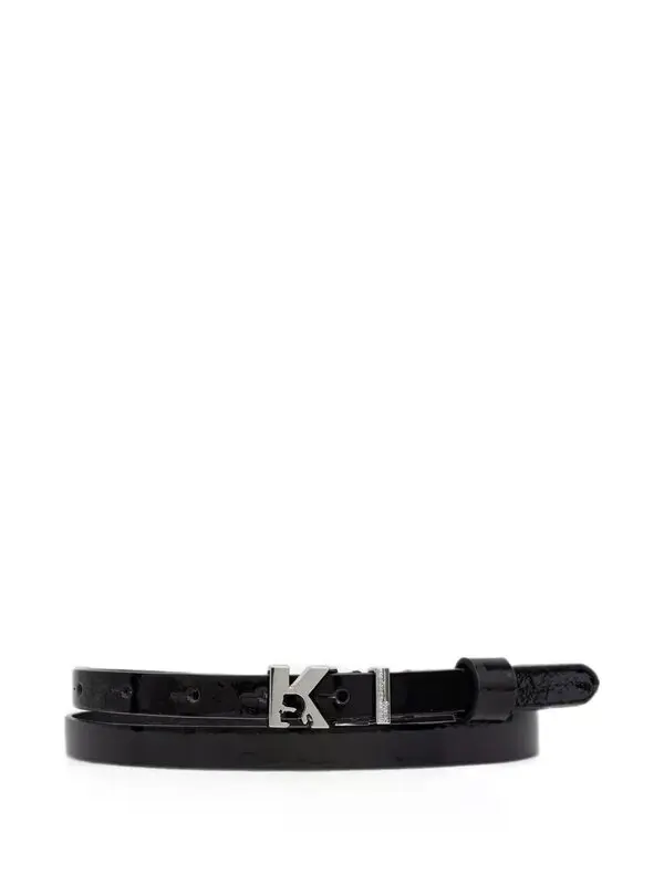 Karl Lagerfeld Logo-plaque Leather Belt - Black