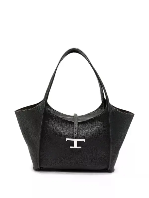 TOD'S T Timeless Pebbled-leather Tote Bag - Black