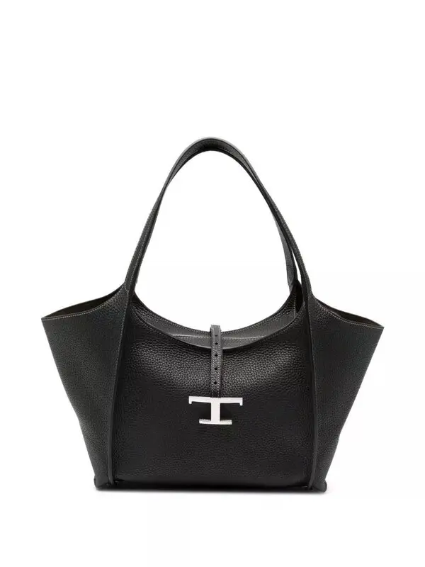 TOD'S Timeless Tote Bag In Pebbled Leather - Black