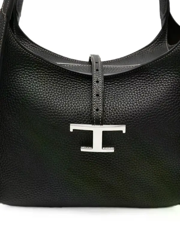TOD'S Timeless Tote Bag In Pebbled Leather - Black