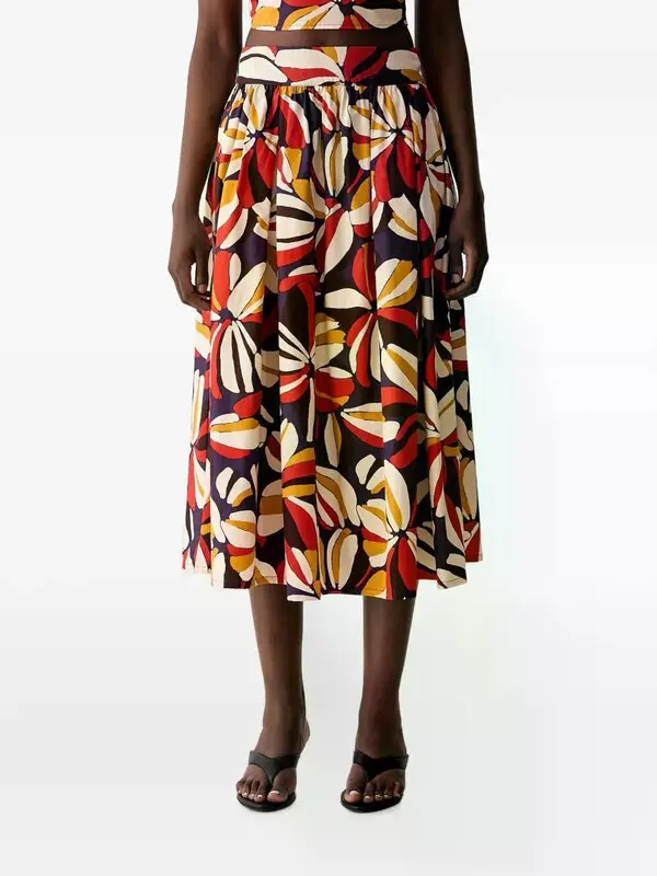BENETTON Floral-print Pleated Midi Skirt - Purple