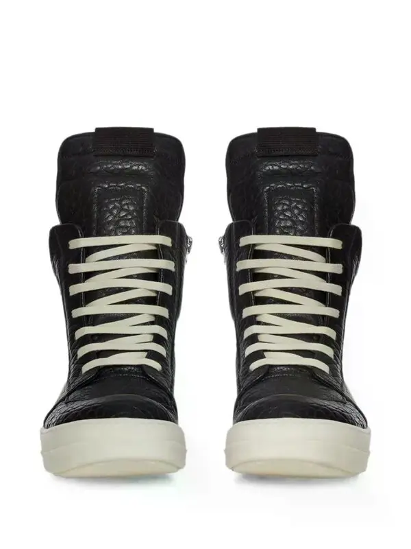Rick Owens Geobasket Panelled Leather High Top Sneakers - Black