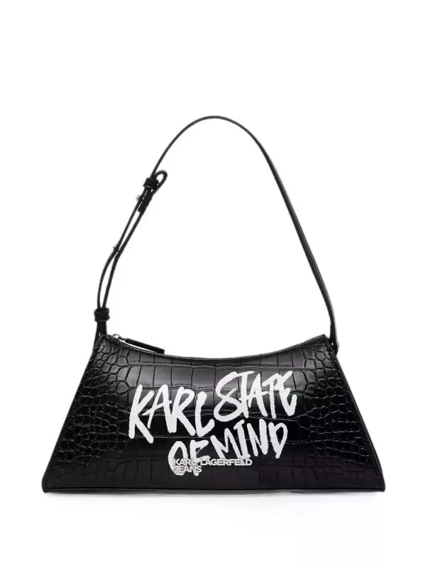 Karl Lagerfeld Croc-effect Logo Print Shoulder Bag