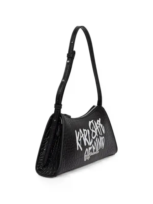 Karl Lagerfeld Croc-effect Logo Print Shoulder Bag