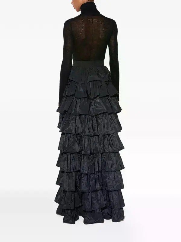 Elisabetta Franchi Ruffled Asymmetrical Taffeta Skirt - Black