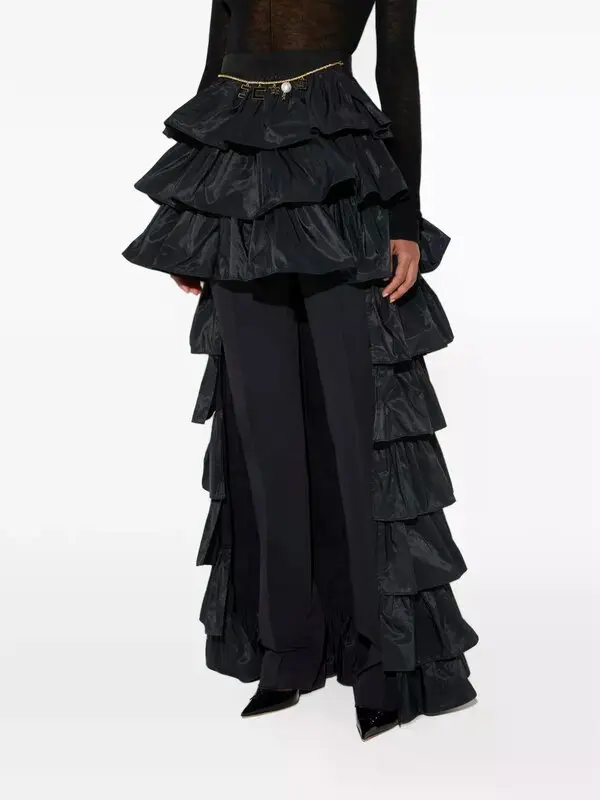 Elisabetta Franchi Ruffled Asymmetrical Taffeta Skirt - Black