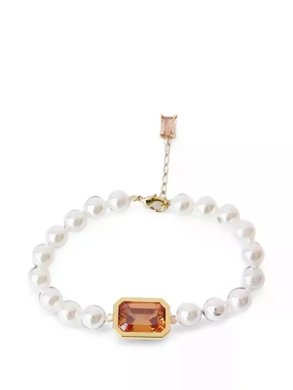 IZABEL DISPLAY Pearl-embellished Crystal-pendant Bracelet - Gold