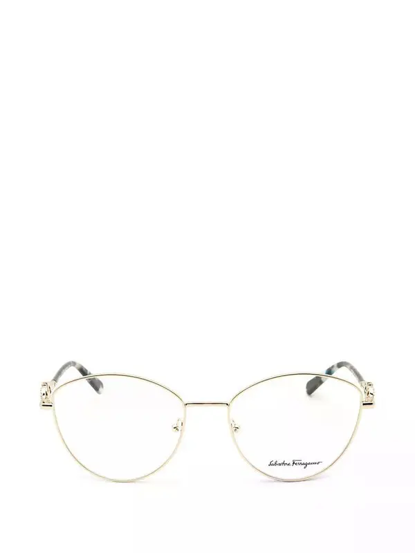 FERRAGAMO Gancini Oval Eyeglasses - Gold