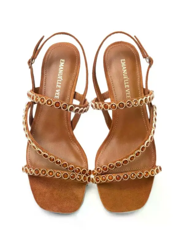 EMANUELLE VEE Embellished Crystal Sandals